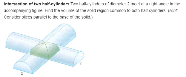 Solved Intersection of two half-cylinders Two half-cylinders | Chegg.com