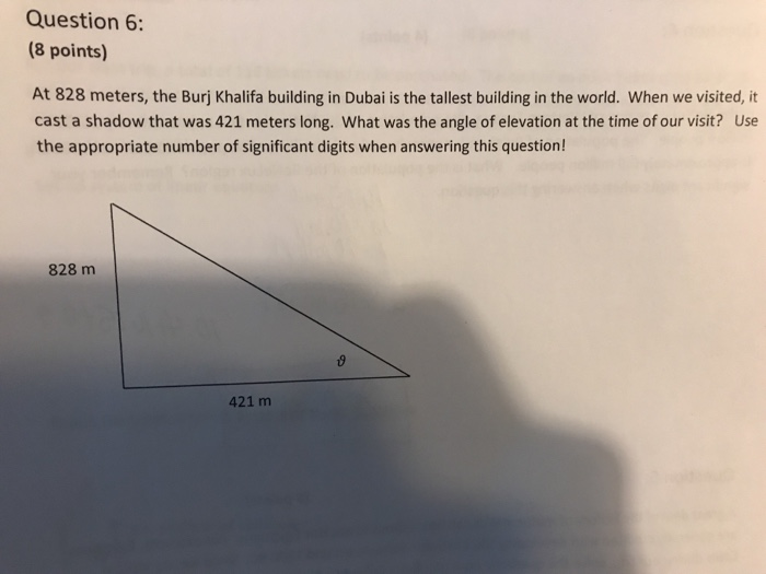 Solved Question 6: (8 points) At 828 meters, the Burj | Chegg.com