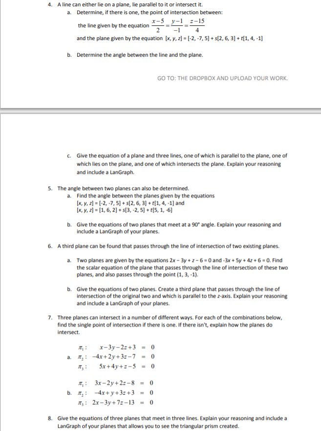 Solved 4. A line can either lie on a plane, lie parallel to | Chegg.com
