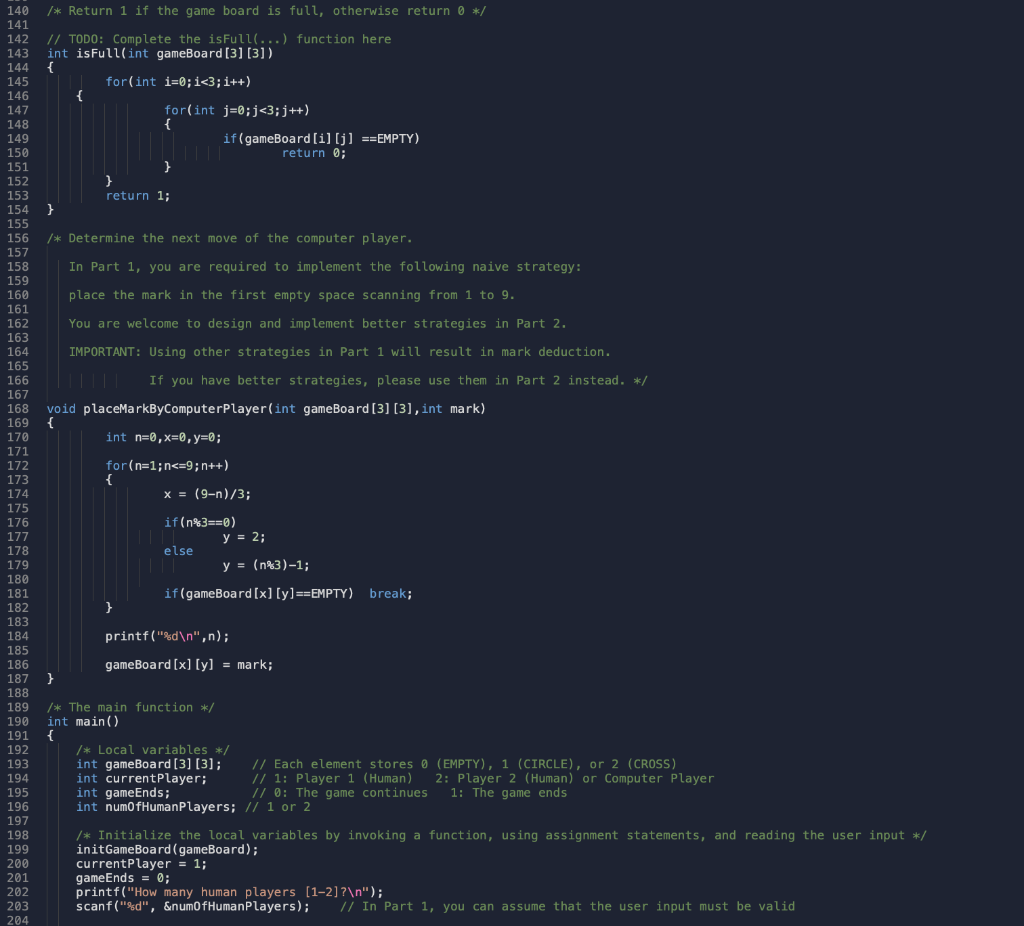 Solved Below is my tictactoe code in C program. Please help | Chegg.com