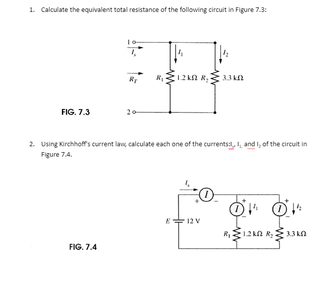 Solved 1. Calculate the equivalent total resistance of the | Chegg.com