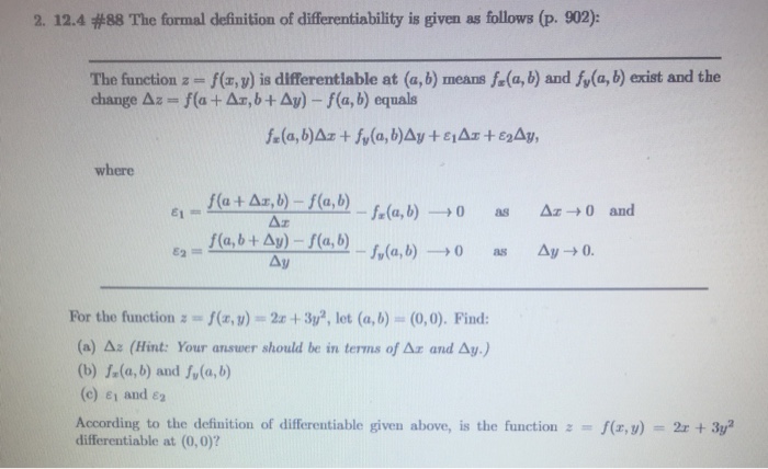 Solved The formal definition of differentiability is given | Chegg.com