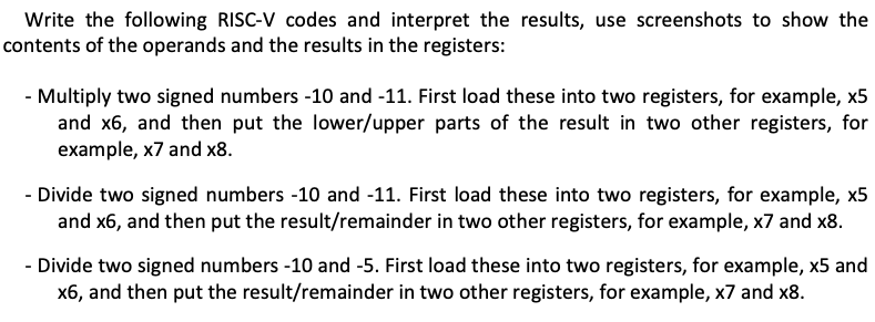 Solved Write the following RISC-V codes and interpret the | Chegg.com