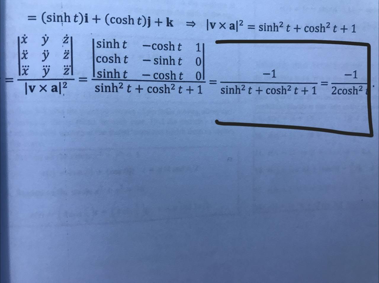 Solved = (sinh t)i + (cosh t)j + k = |vx al? = sinh? t + | Chegg.com