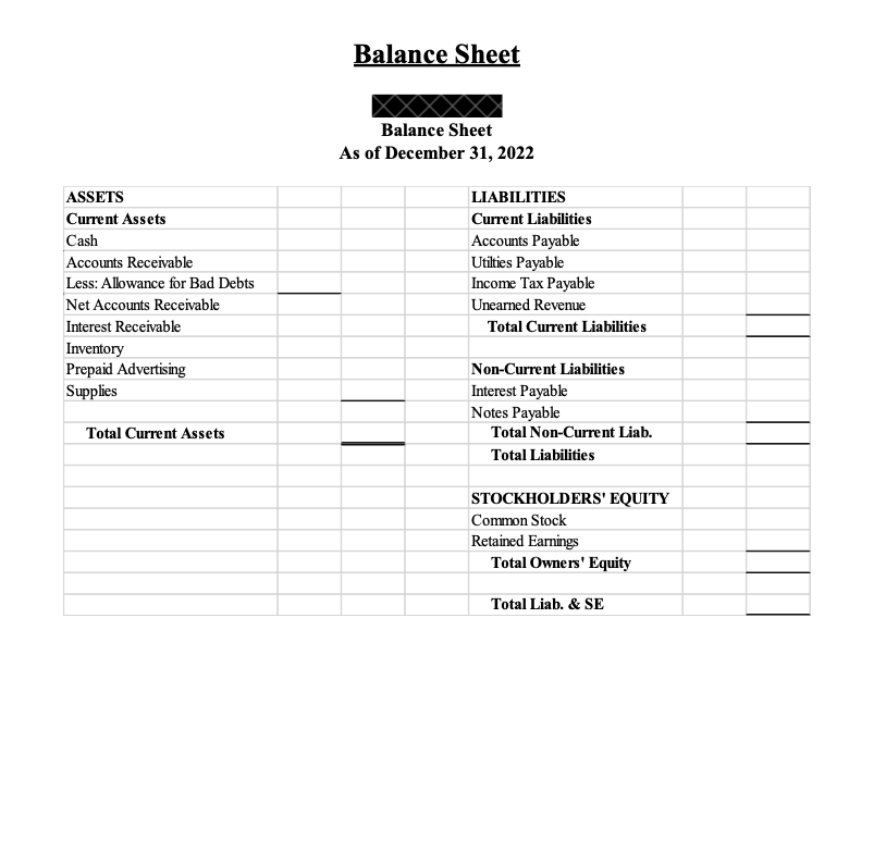 Fill out the balance sheet based on the adjusted | Chegg.com