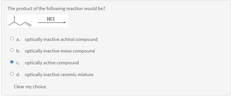 Solved The product of the following reaction would be? НСІ | Chegg.com