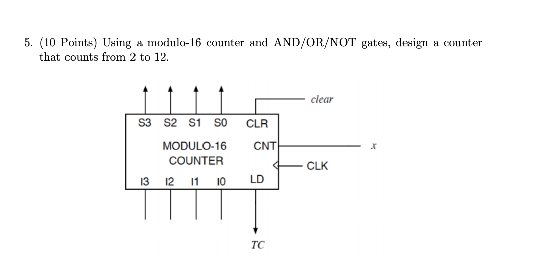 Solved 5. (10 Points) Using a modulo-16 counter and | Chegg.com