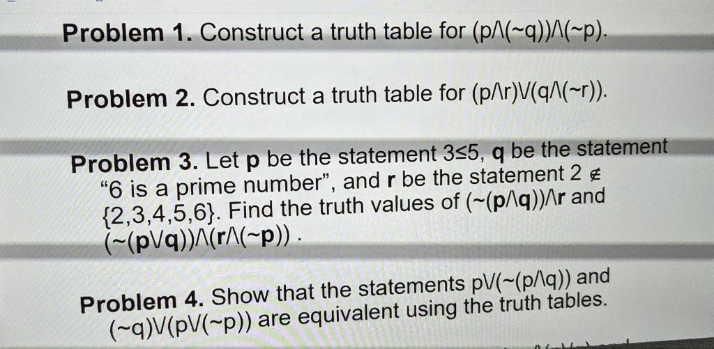 Solved Problem 5. Decide whether the statements r(pva) and | Chegg.com