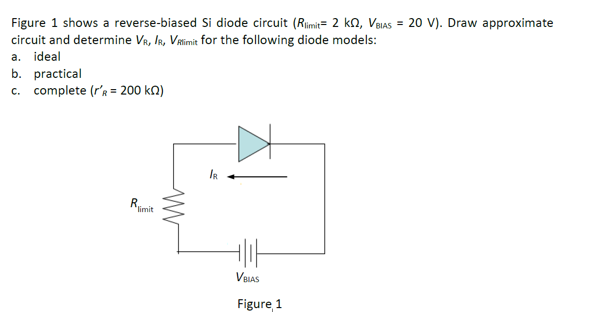 Solved Figure 1 shows a reverse-biased Si diode circuit | Chegg.com
