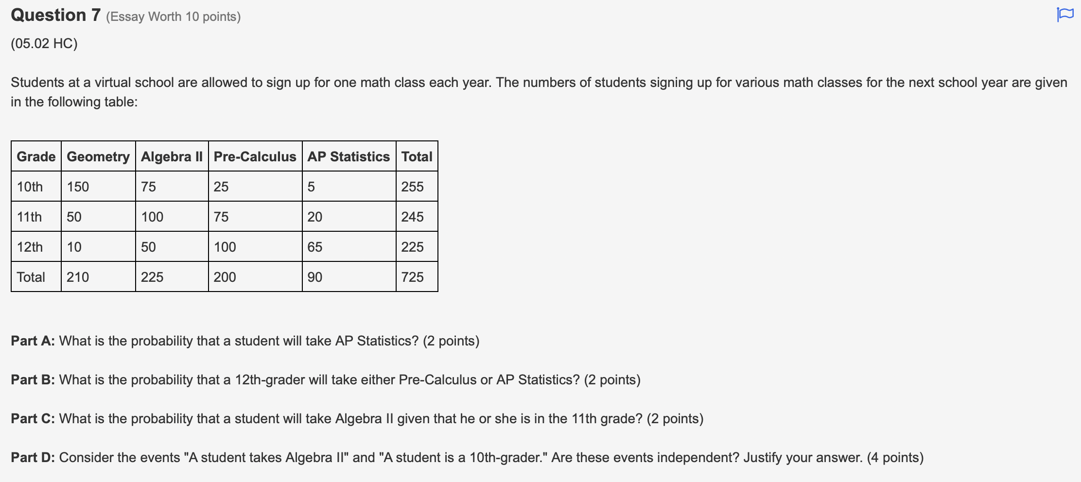 Solved Question 7 (Essay Worth 10 points) (05.02HC) Students | Chegg.com