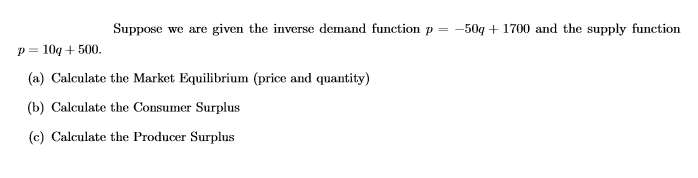 Solved Suppose we are given the inverse demand function p = | Chegg.com
