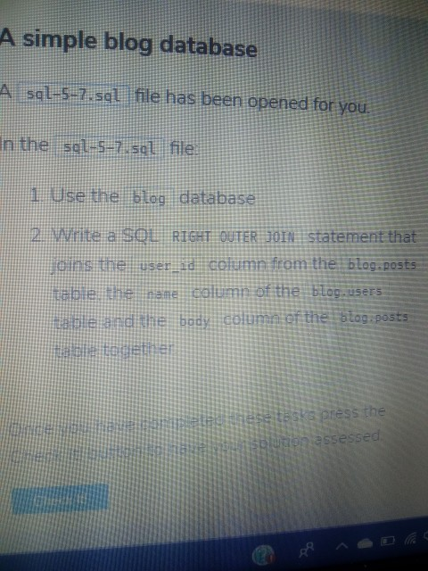 Solved A simple blog database A sql-5-7.sql file has been | Chegg.com