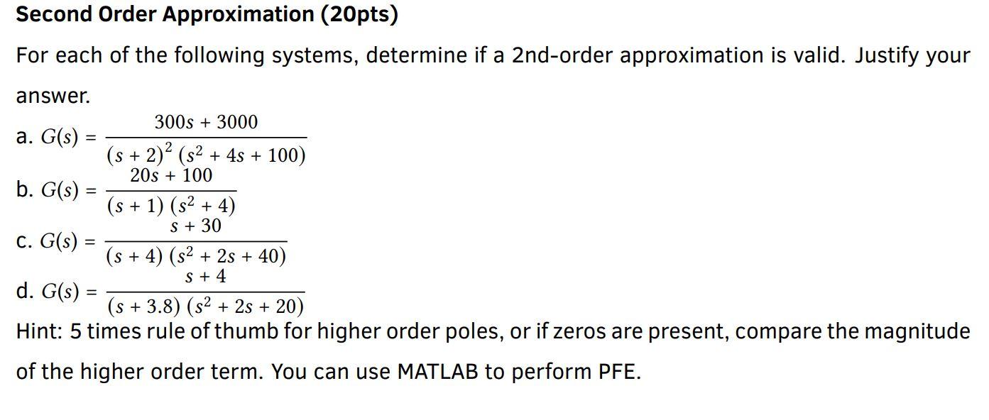 Solved Second Order Approximation (20pts) For each of the | Chegg.com