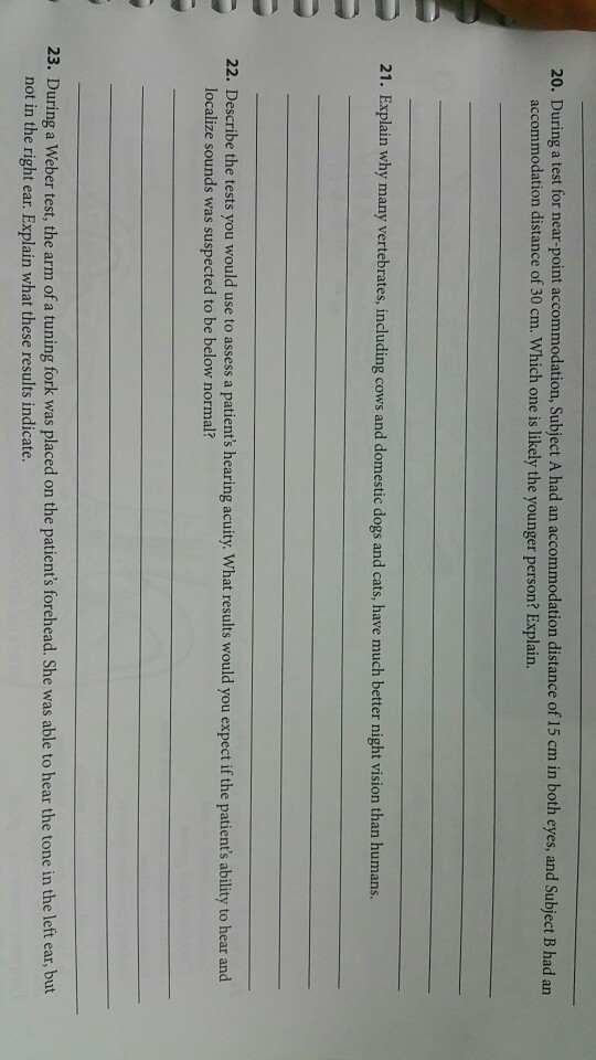 Solved 20. During a test for near-point accommodation, | Chegg.com