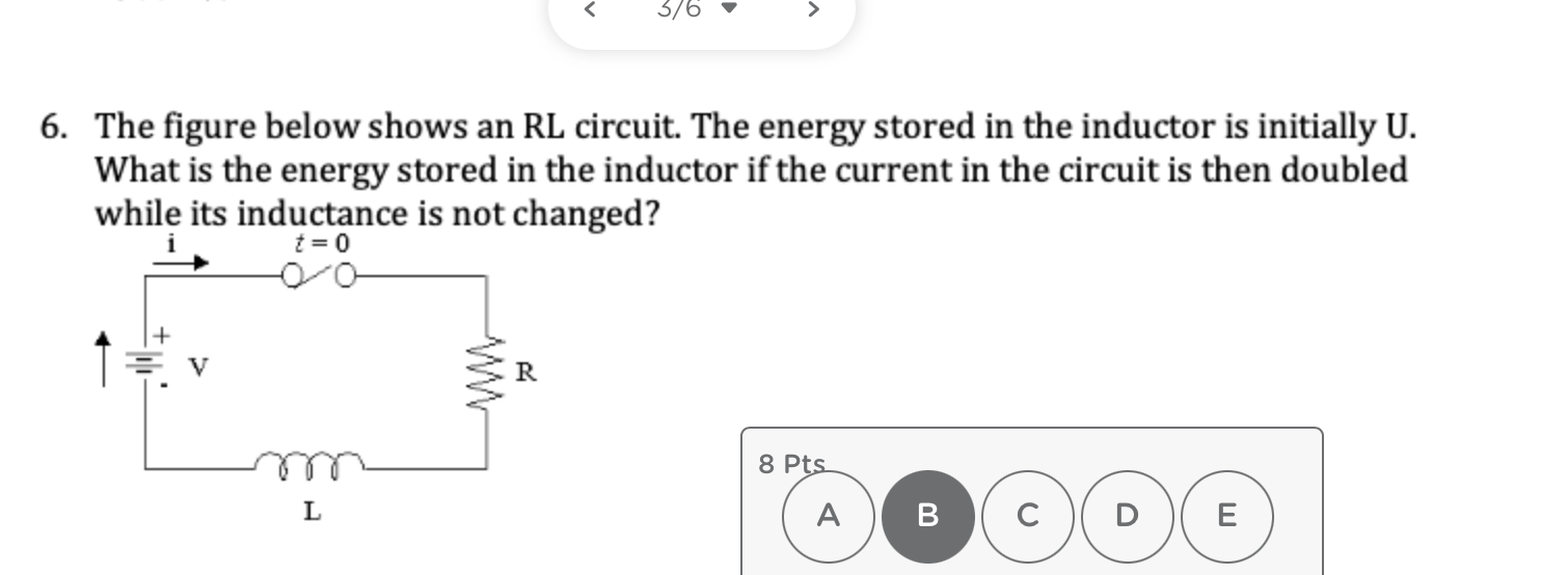 Solved 3 6 6 The Figure Below Shows An Rl Circuit The
