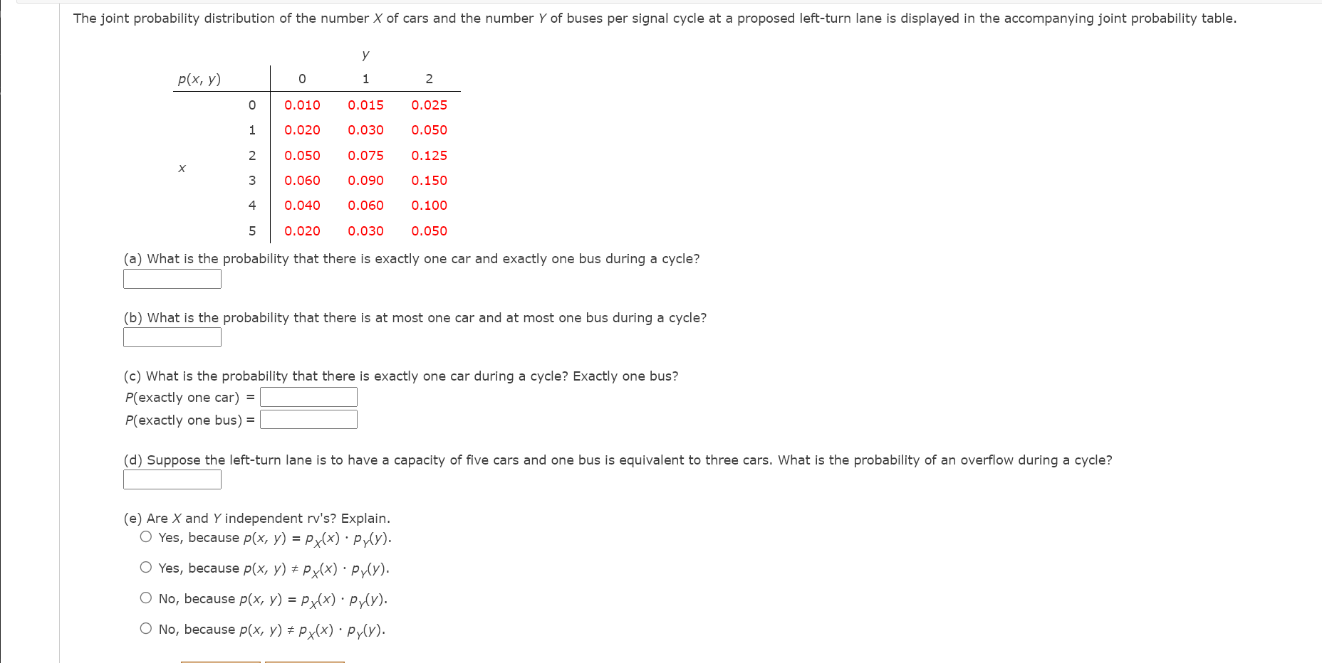 Solved joint probability distribution of the number X of | Chegg.com
