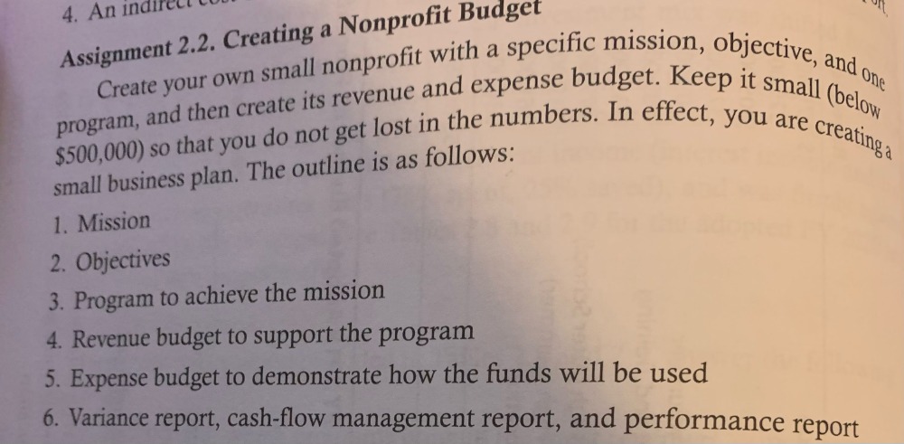 Solved Assignment 2.2. Creating a Nonprofit Budget Create | Chegg.com