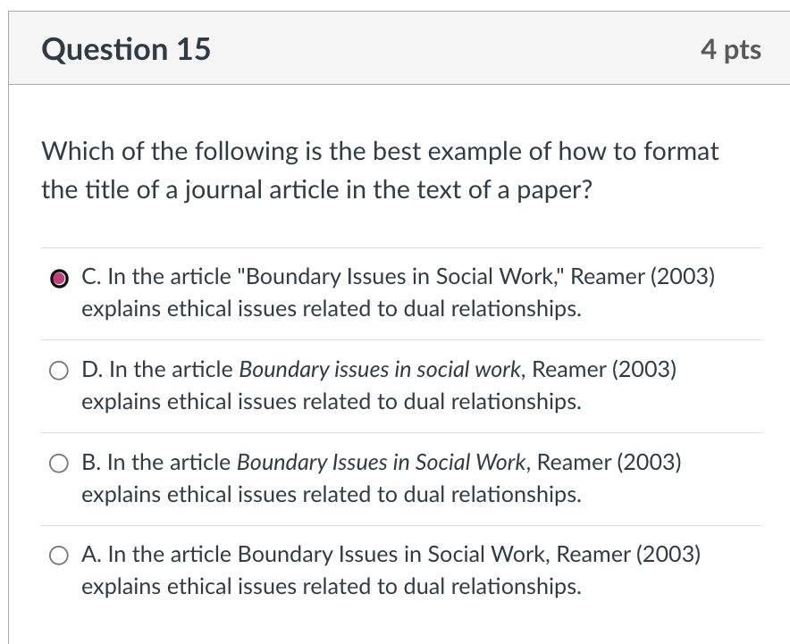 Solved Question 15Which of the following is the best example | Chegg.com