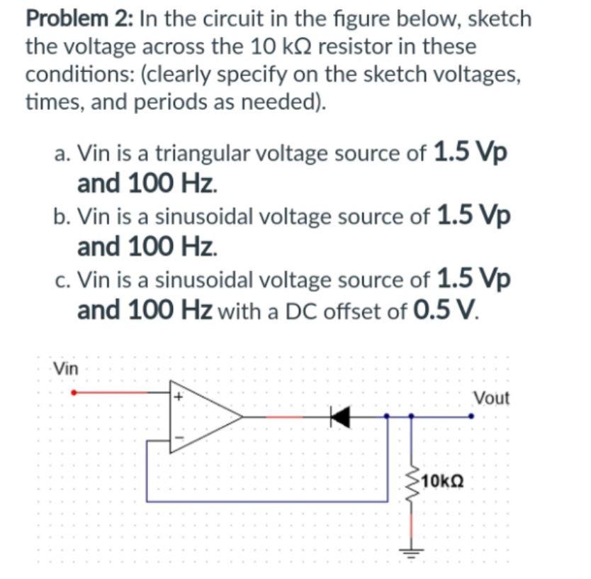 Solved Problem 2: In the circuit in the figure below, sketch | Chegg.com