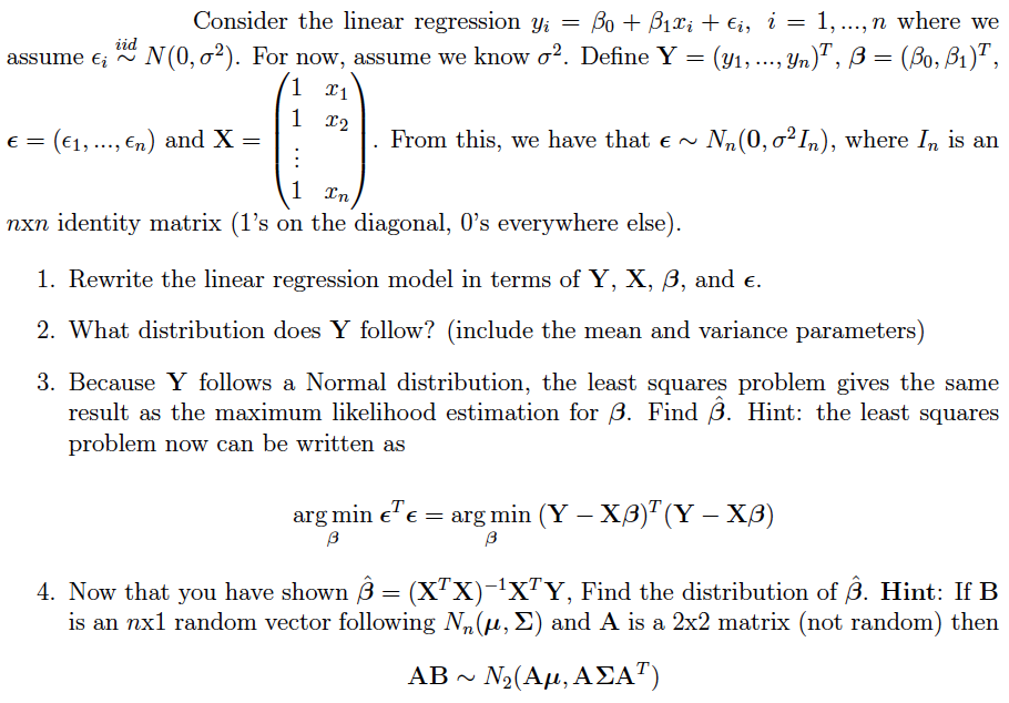 Consider the linear regression Yi = Bo + B12; + Ei, i | Chegg.com
