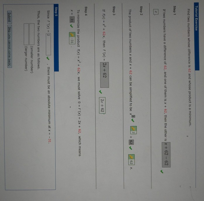 Solved Tutorial Exercise Find two numbers whose difference | Chegg.com Solved Tutorial Exercise Find two numbers whose difference | Chegg.com