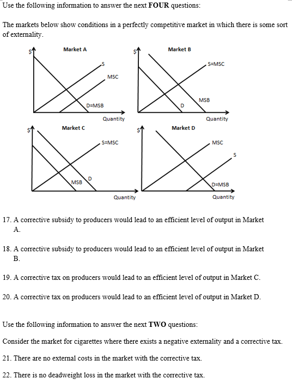 Solved Use the following information to answer the next FOUR | Chegg.com