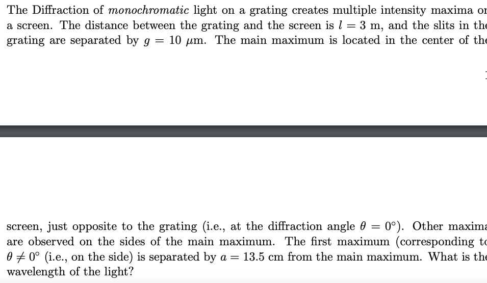 Solved The Diffraction of monochromatic light on a grating | Chegg.com