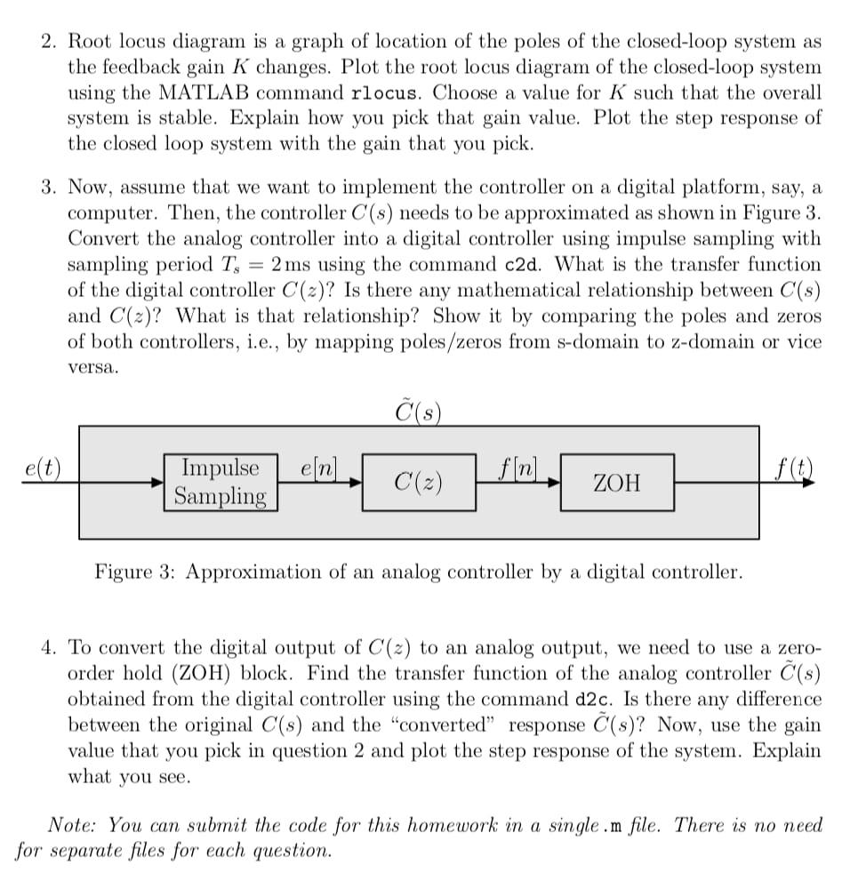 DIGITAL CONTROL OF AN ANALOG PLANT In this project, | Chegg.com