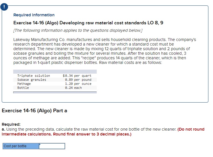 Solved Required Information Exercise 14-16 (Algo) Developing | Chegg.com