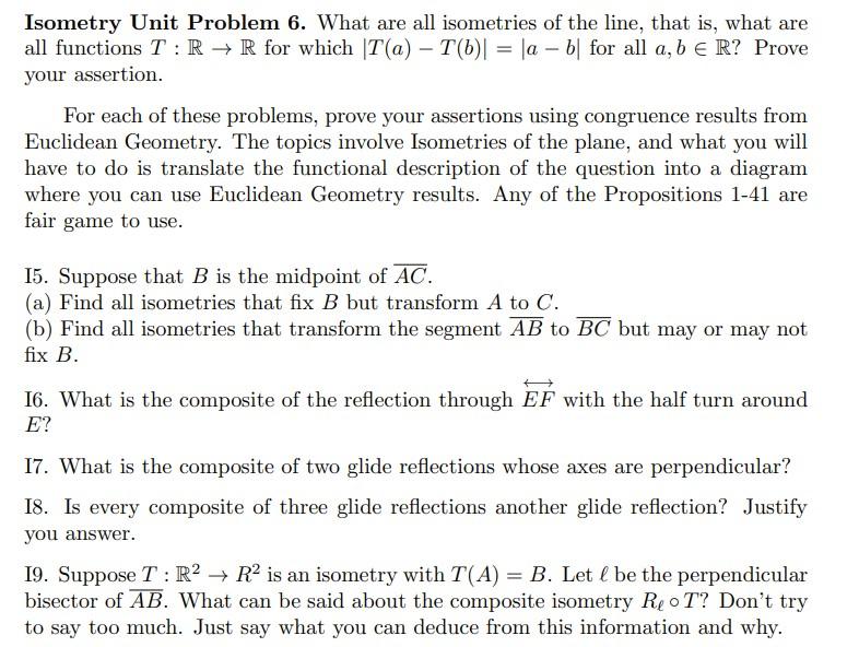 Solved Isometry Unit Problem 6. What are all isometries of | Chegg.com