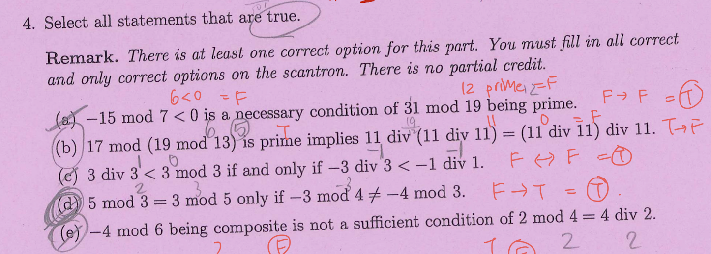 4. Select all statements that are true. Remark. There | Chegg.com