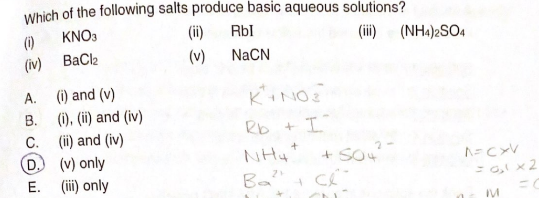 Solved Which of the following salts produce basic aqueous | Chegg.com