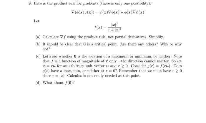 Solved 9. Here is the product rule for gradients (there is | Chegg.com