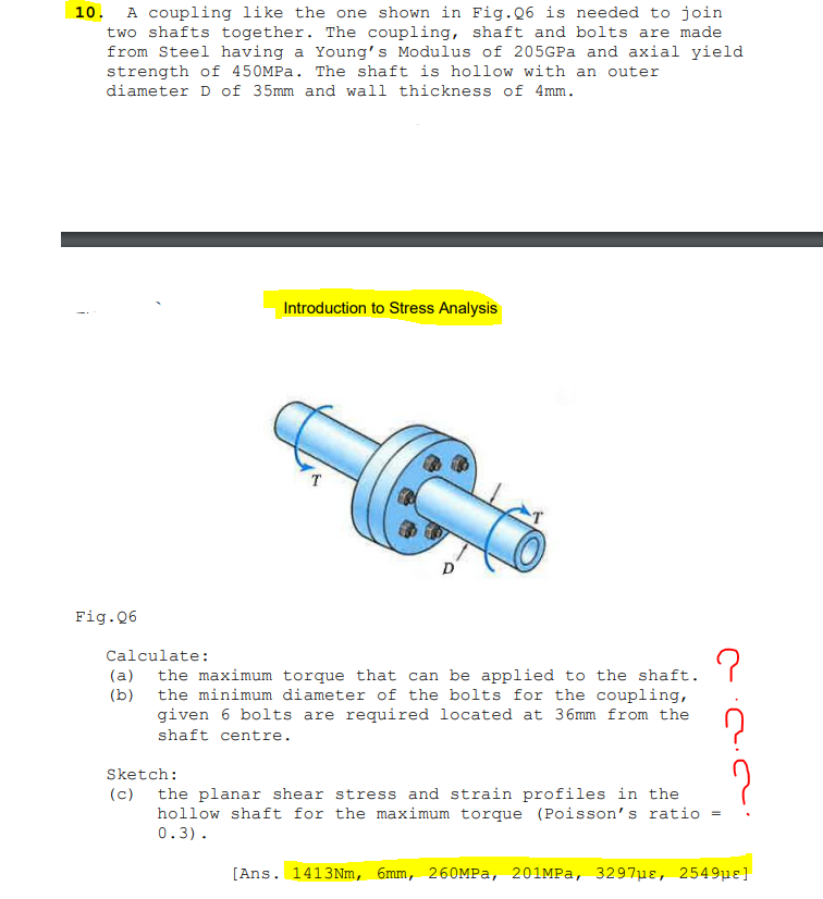 Solved 10. A coupling like the one shown in Fig. 26 is | Chegg.com