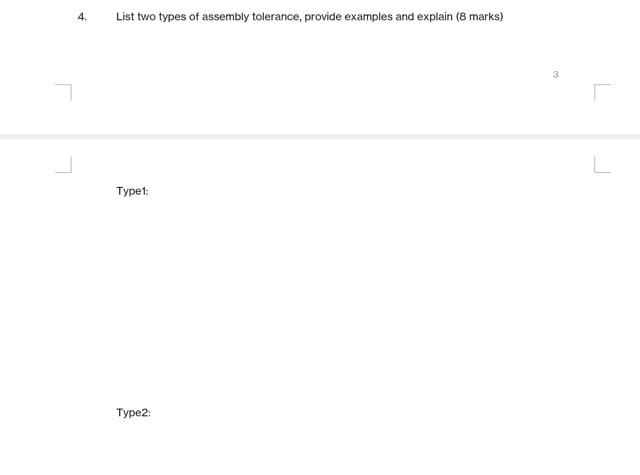 Solved List two types of assembly tolerance, provide | Chegg.com