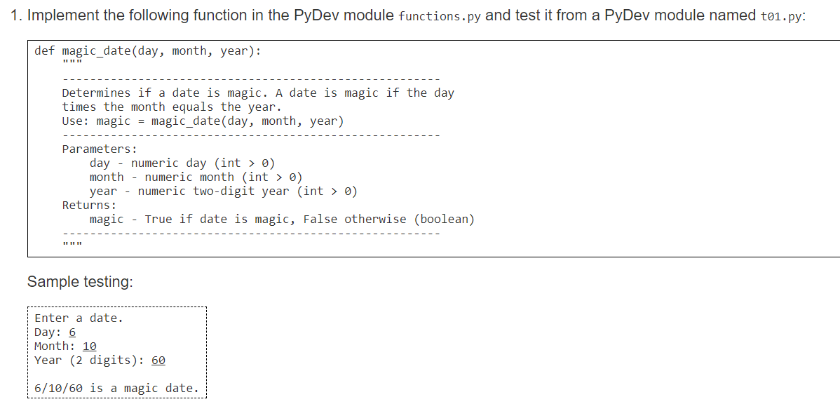 Solved 1. Implement the following function in the PyDev | Chegg.com