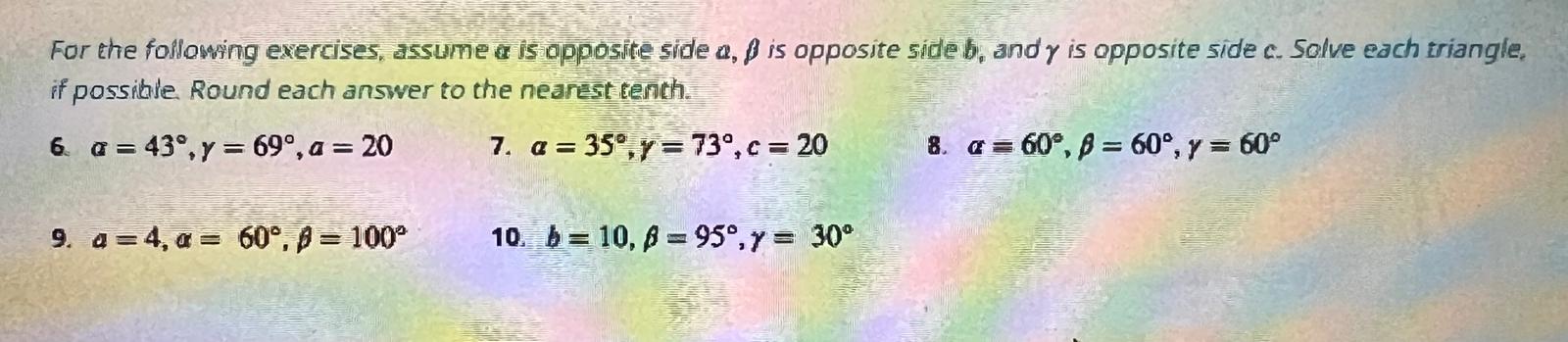 Solved For the following exercises, assume a ﻿is opposite | Chegg.com