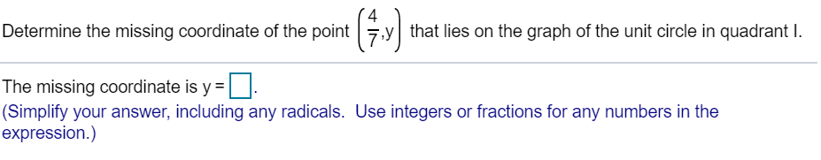 Solved ) ( 4 Determine the missing coordinate of the point | | Chegg.com