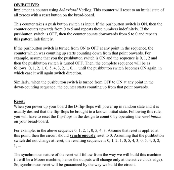 Solved OBJECTIVE: Implement a counter using behavioral | Chegg.com