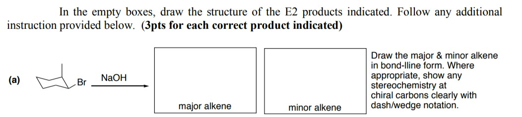 Solved In the empty boxes, draw the structure of the E2 | Chegg.com
