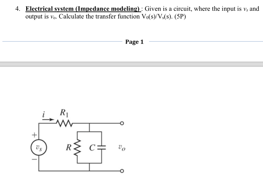 Solved 4. Electrical system (Impedance modeling) : Given is | Chegg.com