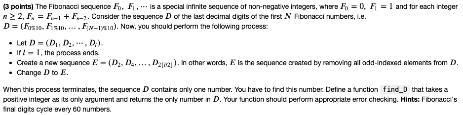 Solved (3 points) The Fibonacci sequence Fo, F1, -. is a | Chegg.com
