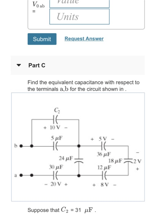 Solved Part A Find the equivalent capacitance with respect | Chegg.com