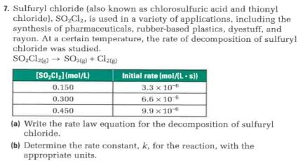 Solved 7. Sulfuryl chloride (also known as chlorosulfuric | Chegg.com