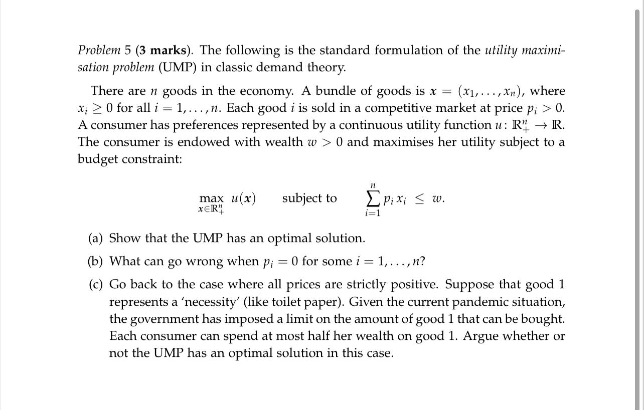 Solved Problem 5 (3 marks). The following is the standard | Chegg.com
