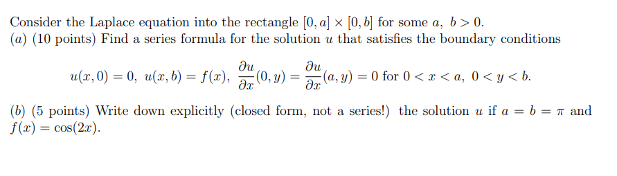 Solved Consider the Laplace equation into the rectangle | Chegg.com