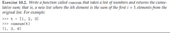 Solved Exercise 102 Write A Function Called Cumsum That 