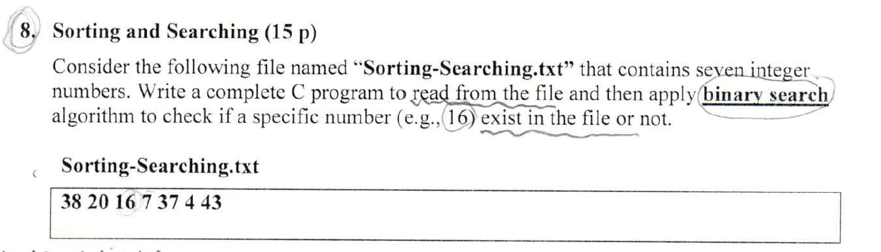 Solved Write a complete C program to read from the file and | Chegg.com