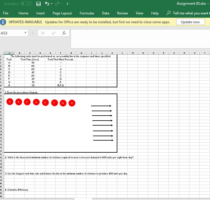Solved AutoSave off Assignment 03.xlsx- File Home Insert | Chegg.com