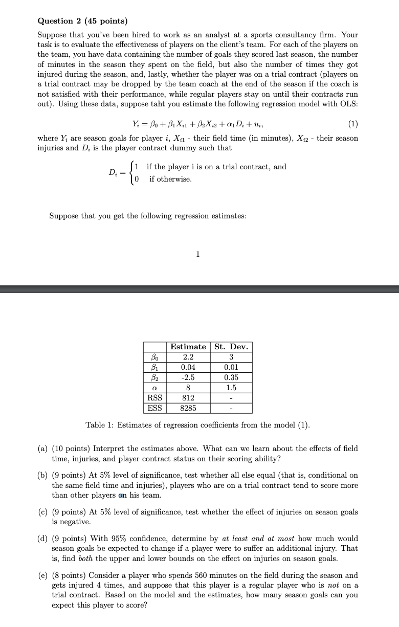 Solved Question 2 (45 points) Suppose that you've been hired | Chegg.com